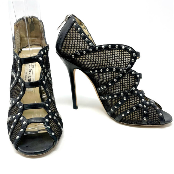 Jimmy Choo | Shoes | Jimmy Choo Karina Studded Leather Caged Peep Toe ...